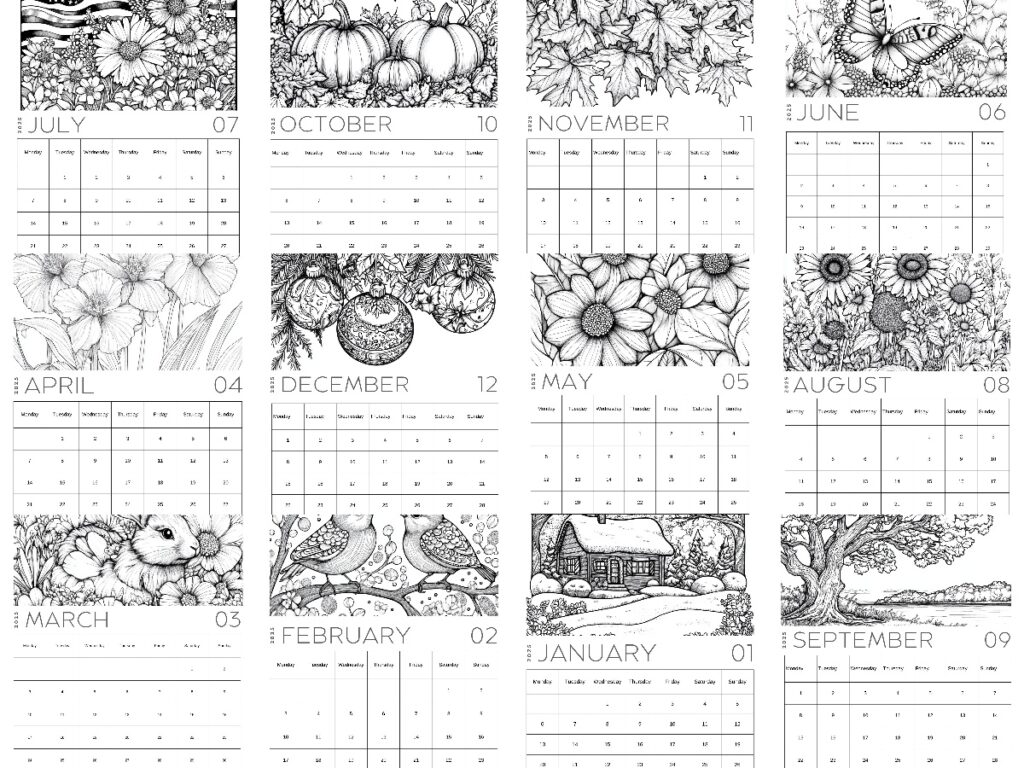 Free Printable 2025 Coloring Calendar For Adults - Printable 2026 Calendar