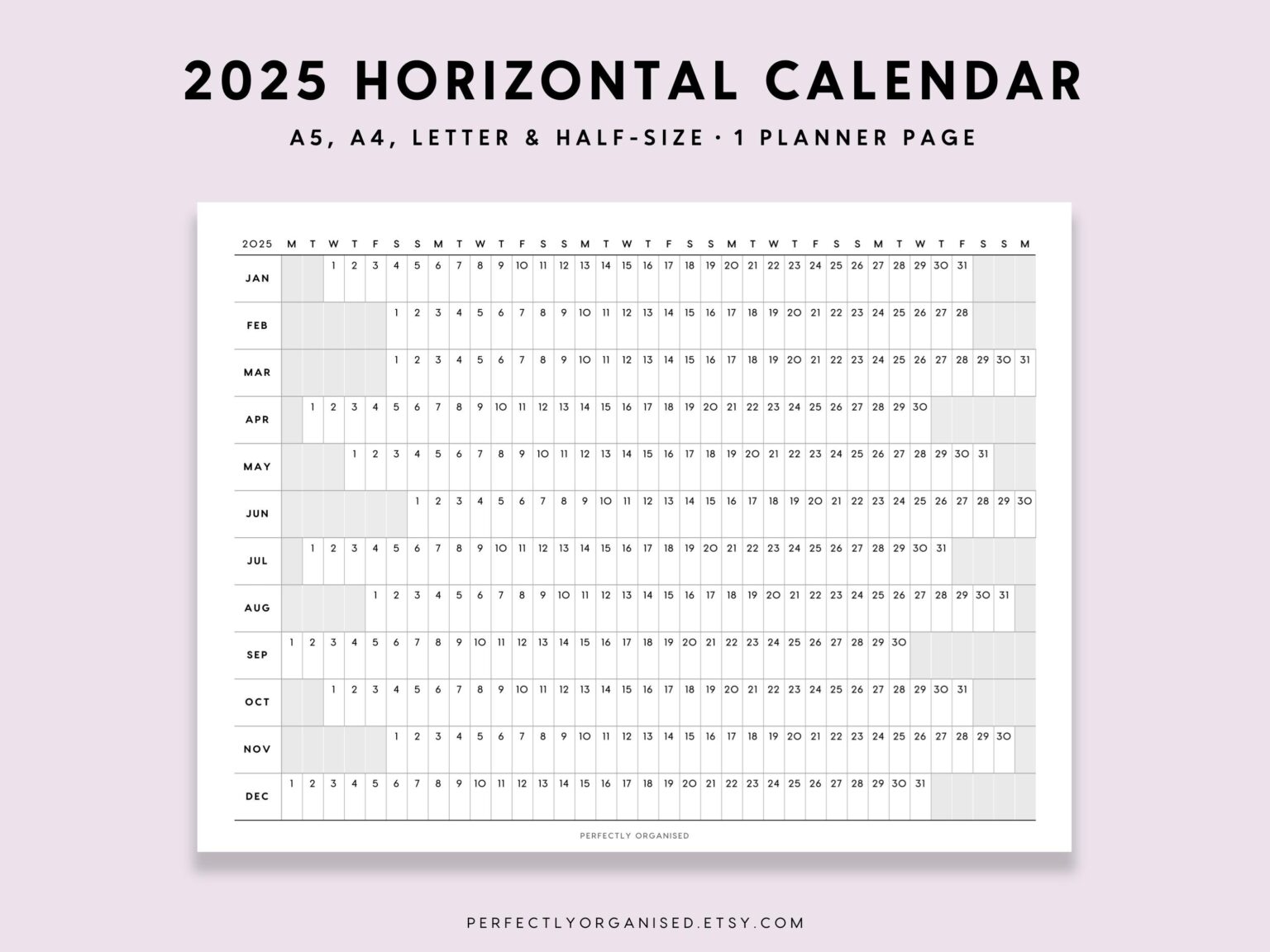2025 Horizontal Calendar Printable - Printable 2025 Calendar