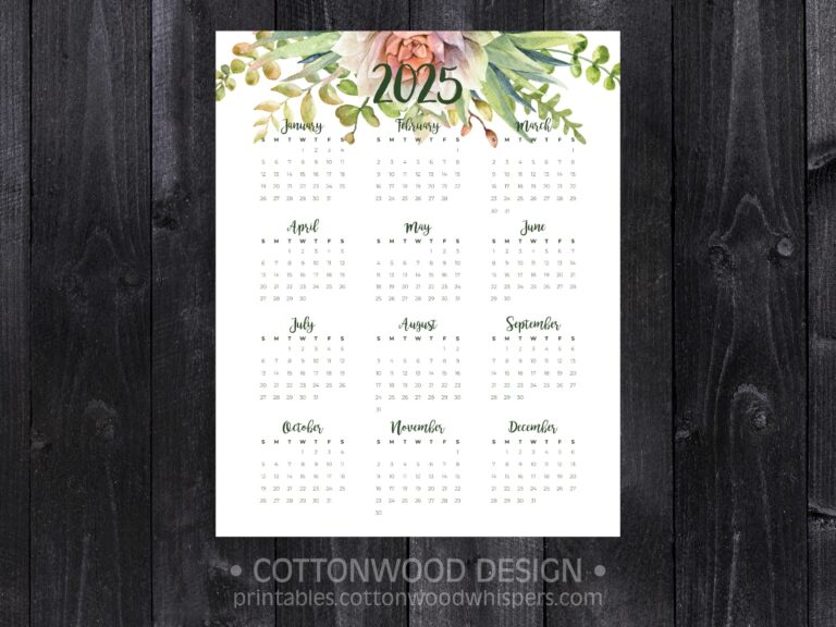 Free Printable Calendar 2025 Succulents - Printable 2025 Calendar