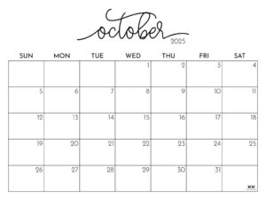 October 2025 Calendar With Lines Printable - Printable 2025 Calendar